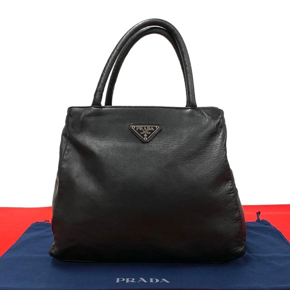 Prada | Bags | Prada Triangle Mini Tote Bag Nylon Leather Black | Poshmark